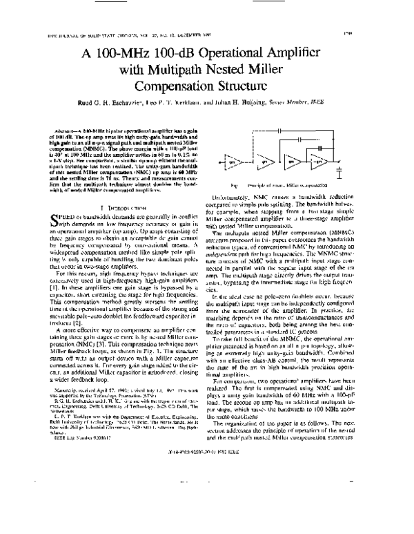 (PDF) A 100-MHz 100-dB operational amplifier with multipath nested ...