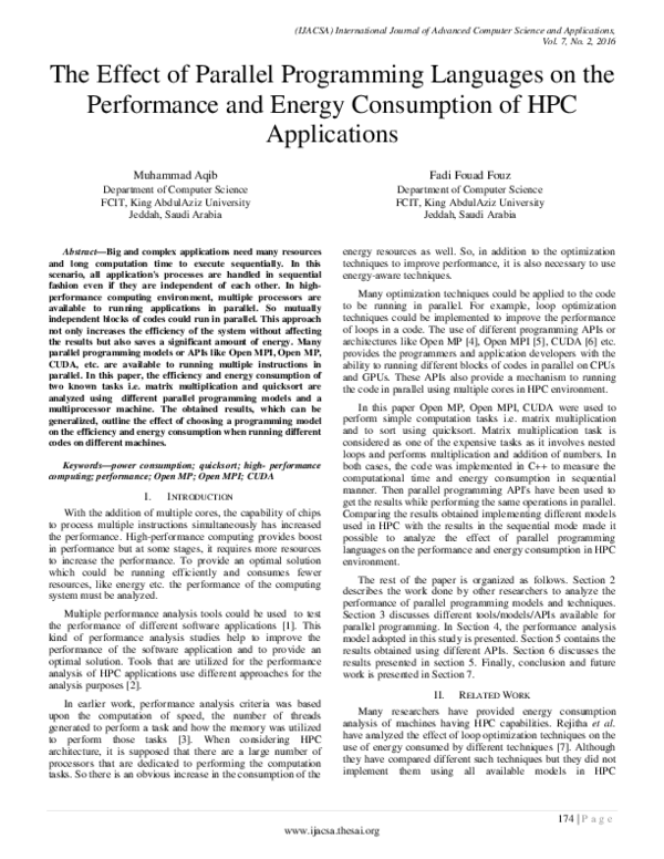 (PDF) The Effect of Parallel Programming Languages on the Performance and Energy Consumption of ...