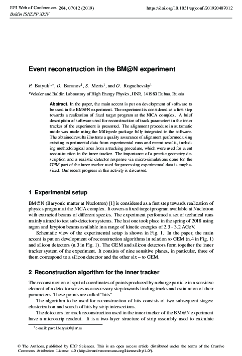 (PDF) Event reconstruction in the BM@N experiment