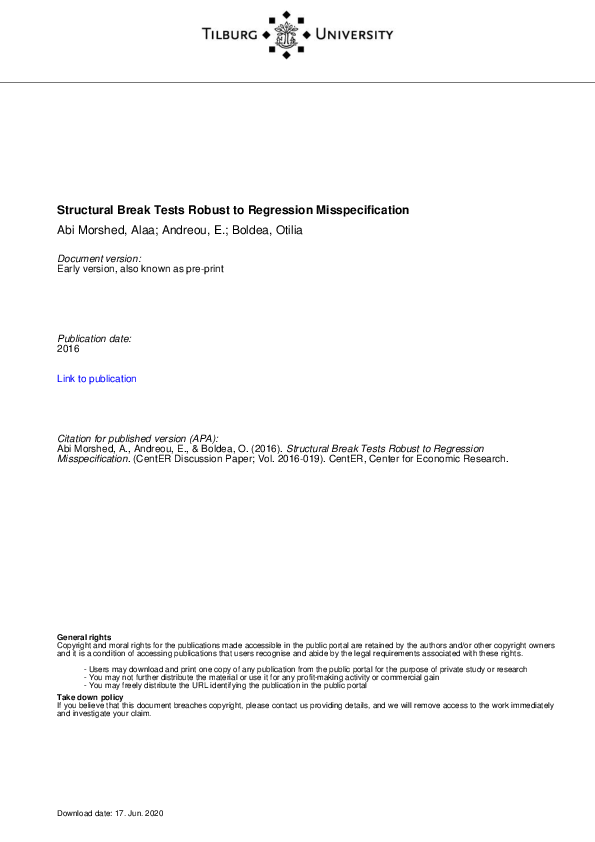 (PDF) Structural Break Tests Robust to Regression Misspecification
