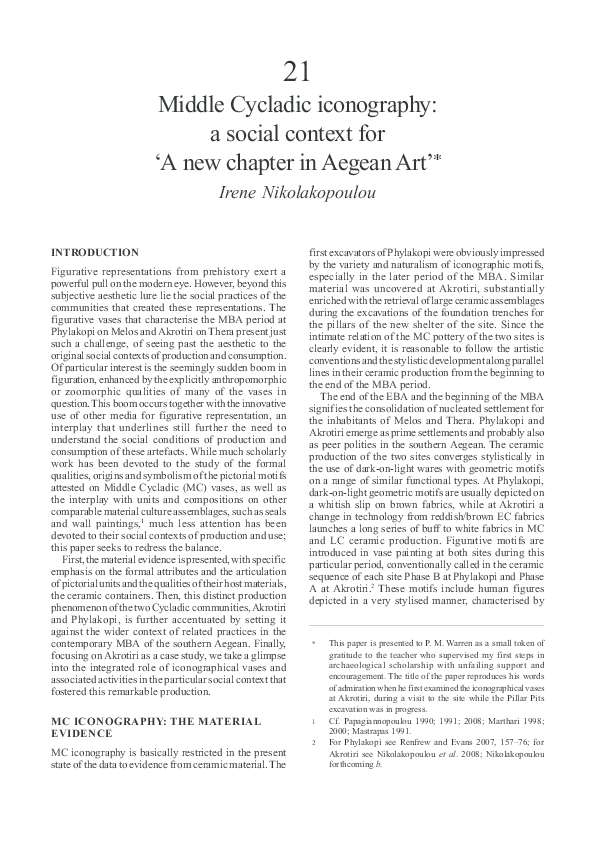 (PDF) Middle Cycladic iconography: A new chapter in Aegean art