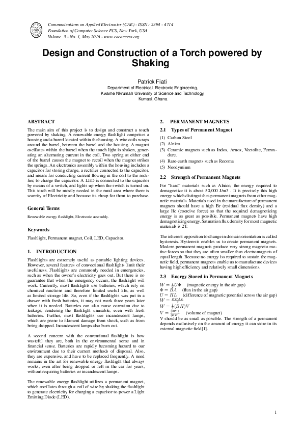 (PDF) Design and Construction of a Torch powered by Shaking