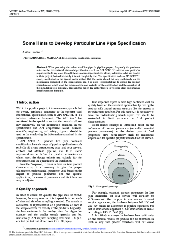 (PDF) Some Hints to Develop Particular Line Pipe Specification