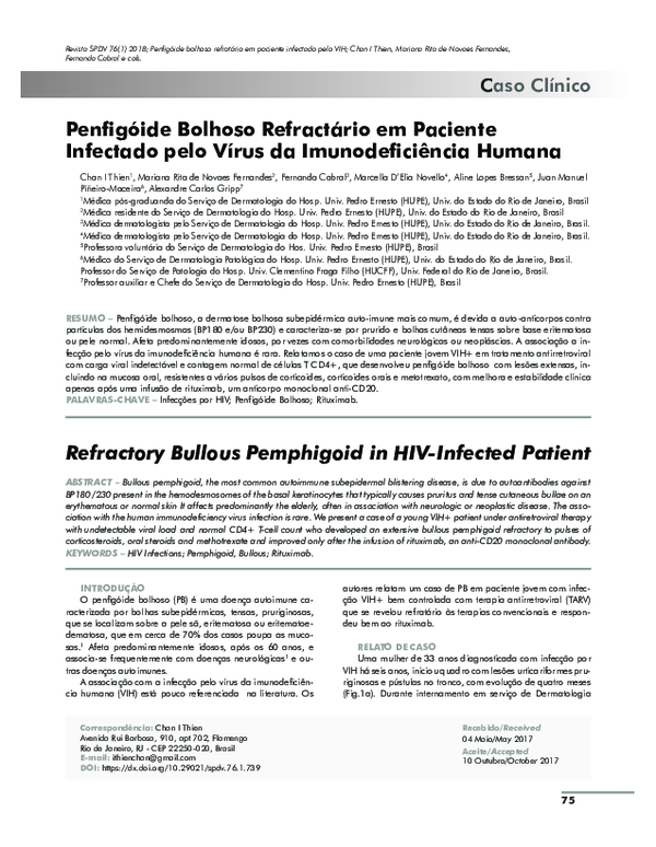 (PDF) Penfigóide Bolhoso Refractário em Paciente Infectado pelo Vírus ...