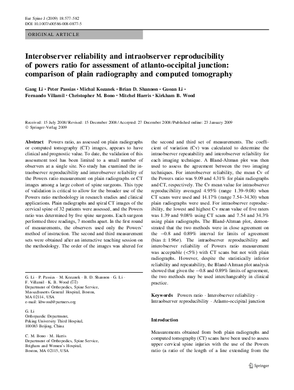 (PDF) Interobserver reliability and intraobserver reproducibility of ...