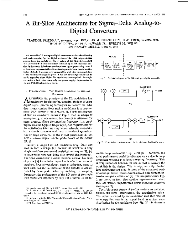 (PDF) A bit-slice architecture for sigma-delta analog-to-digital converters