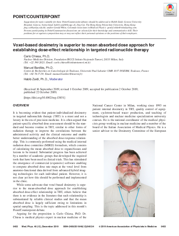(PDF) Voxel‐based dosimetry is superior to mean‐absorbed dose approach for establishing dose ...
