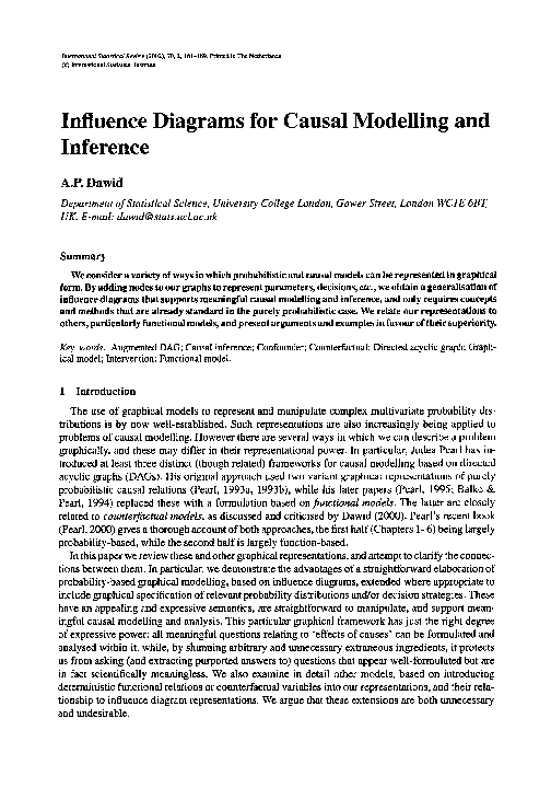 (PDF) Influence diagrams for causal modelling and inference