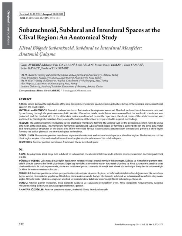 (PDF) subarachnoid, subdural and Interdural spaces at the Clival Region ...