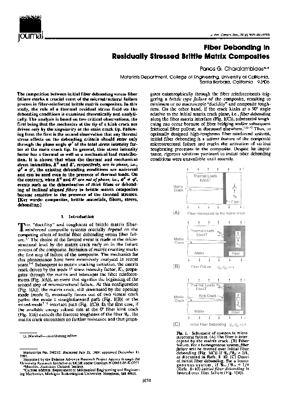 (PDF) Fiber Debonding in Residually Stressed Brittle Matrix Composites