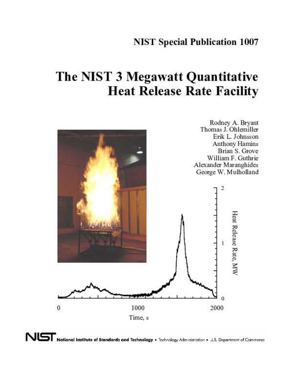(PDF) The NIST 3 megawatt quantitative heat release rate facility