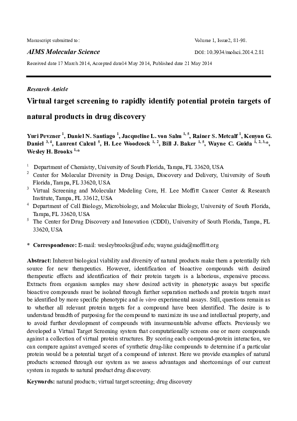 (PDF) Virtual target screening to rapidly identify potential protein ...