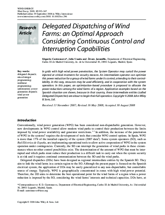 (PDF) Delegated dispatching of wind farms: an optimal approach ...