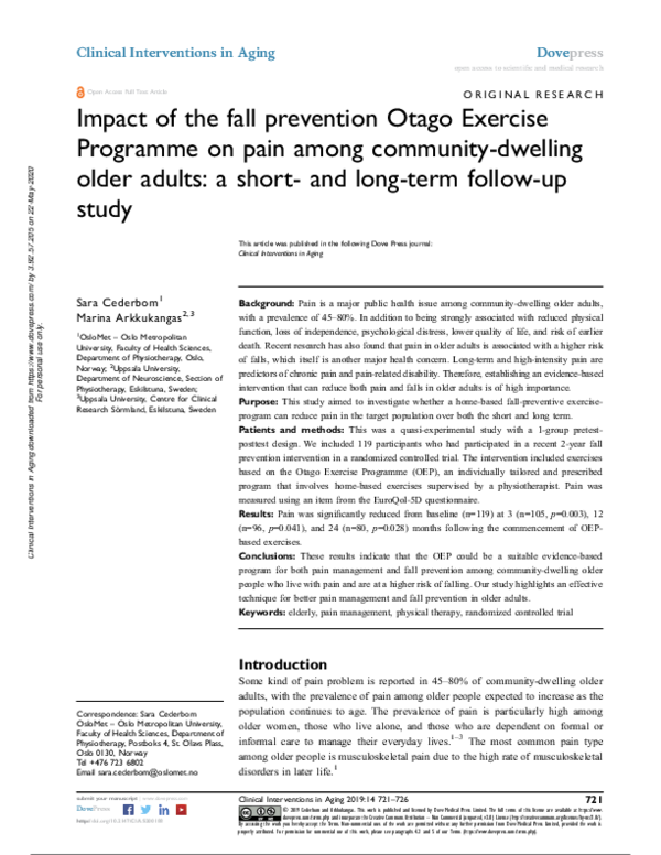 (PDF) Impact of the fall prevention Otago Exercise Programme on pain ...
