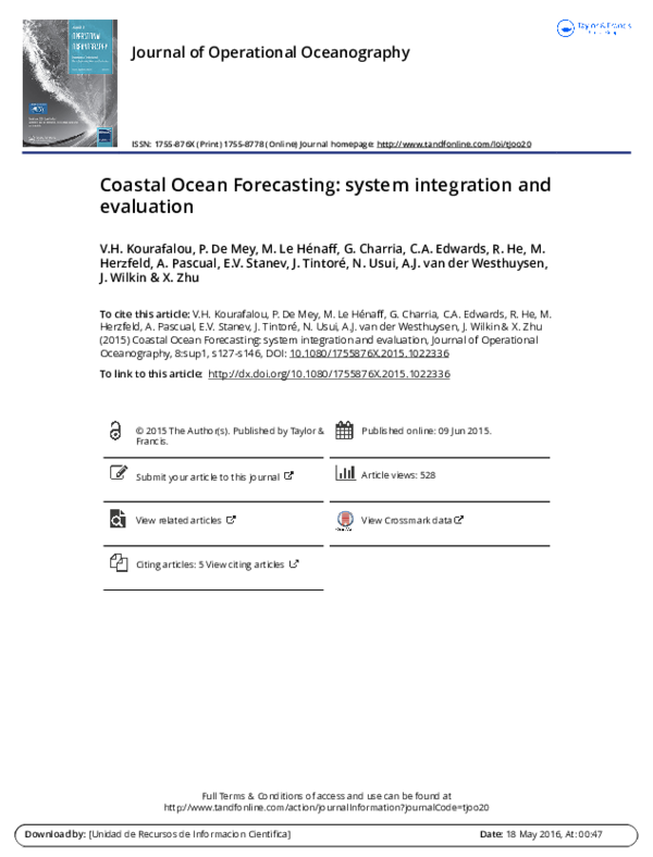 Pdf Coastal Ocean Forecasting System Integration And Evaluation