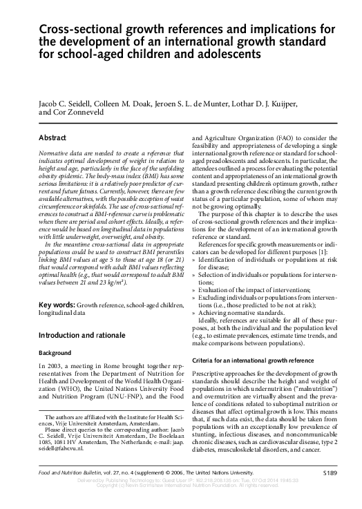 (PDF) Cross-sectional growth references and implications for the ...