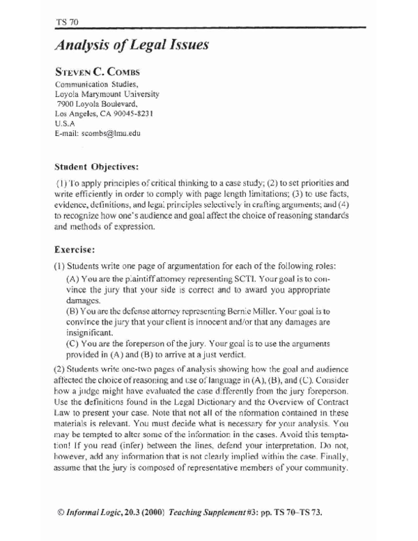(PDF) Analysis of Legal Issues