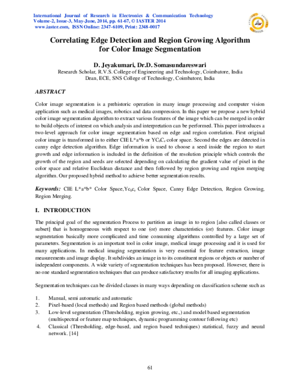 (PDF) Correlating Edge Detection and Region Growing Algorithm for Color Image Segmentation