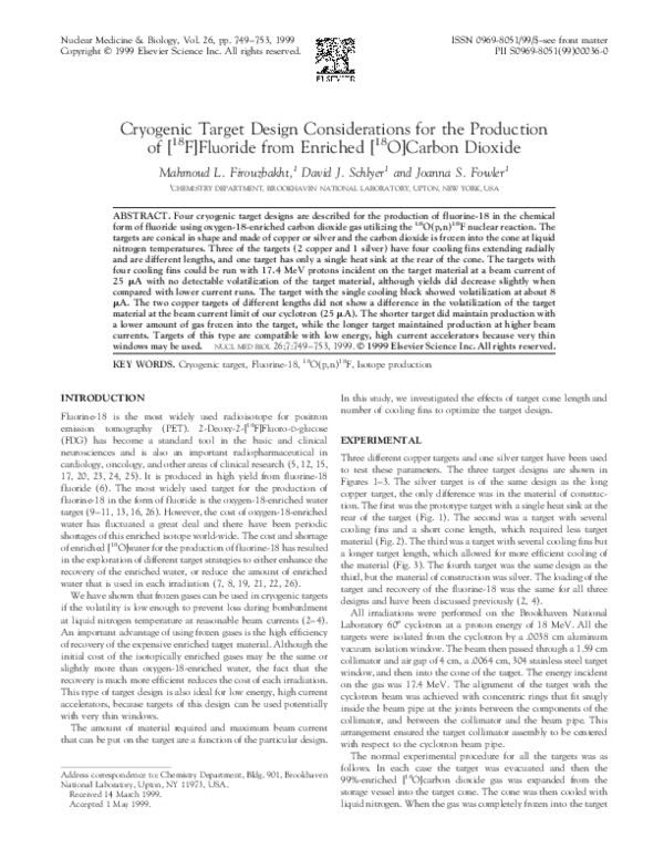 (PDF) Cryogenic target design considerations for the production of [18F ...
