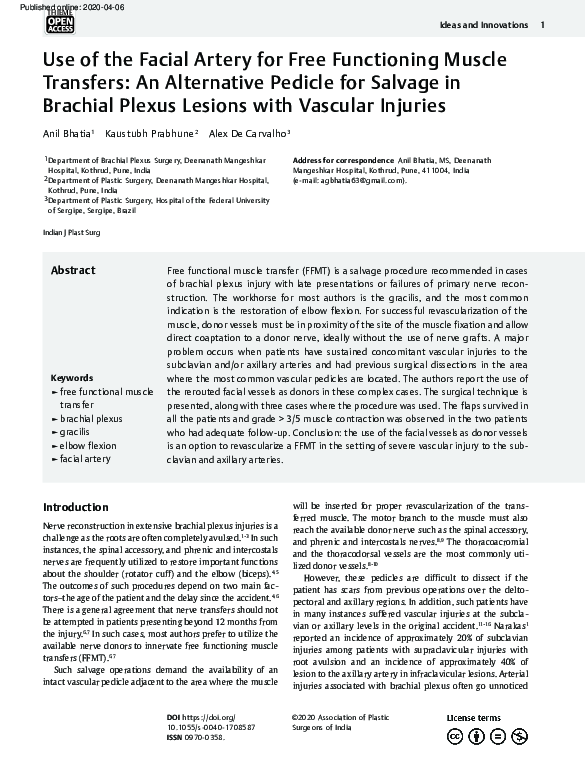 (PDF) Use of the Facial Artery for Free Functioning Muscle Transfers ...