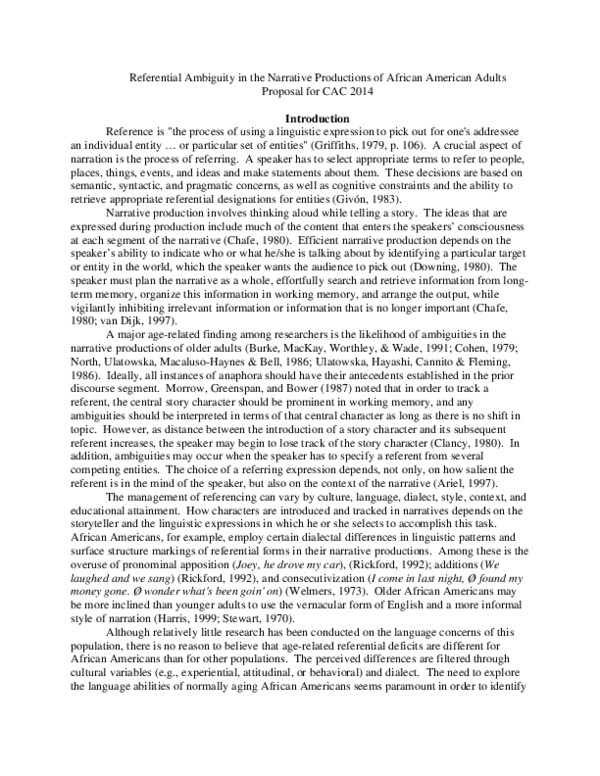(PDF) Referential Ambiguity in the Narrative Productions of African ...