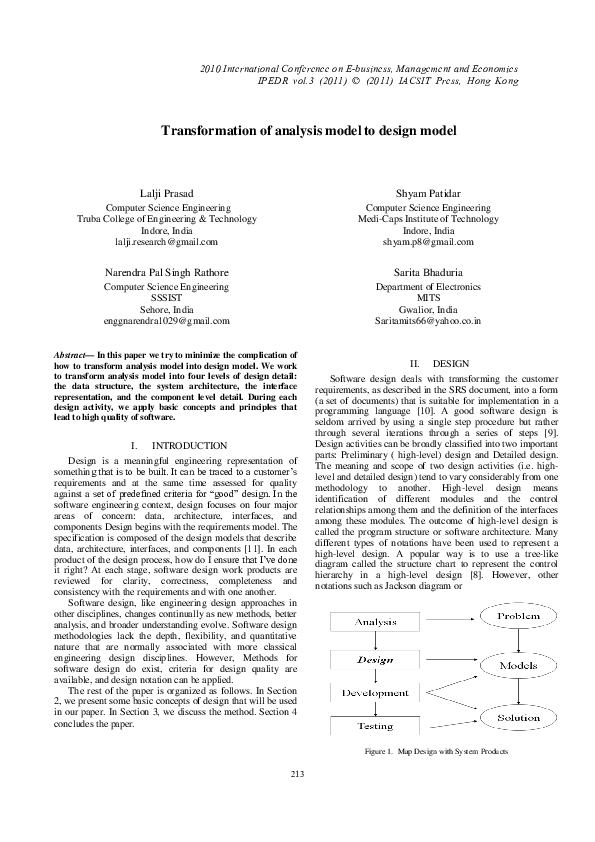(PDF) Transformation of analysis model to design model
