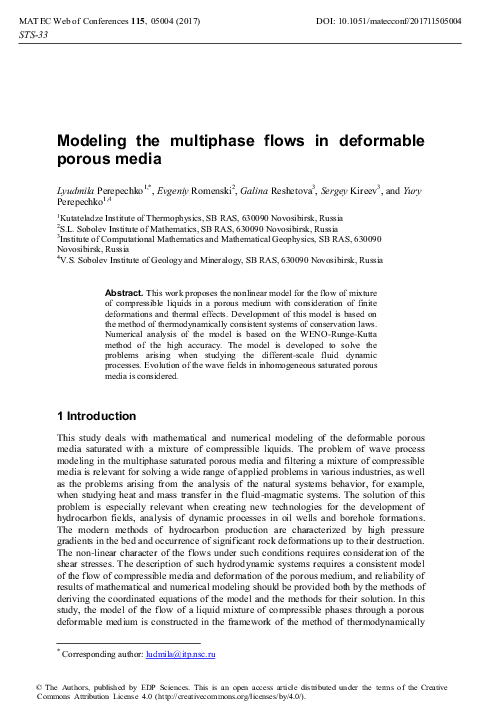 (PDF) Modeling the multiphase flows in deformable porous media