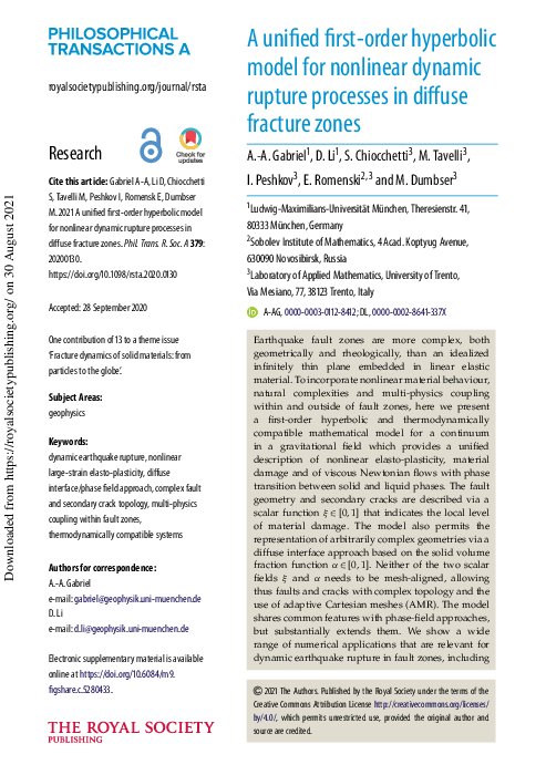 (PDF) A unified first order hyperbolic model for nonlinear dynamic rupture processes in diffuse ...