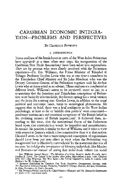 (PDF) Caribbean Economic Integration—Problems and Perspectives