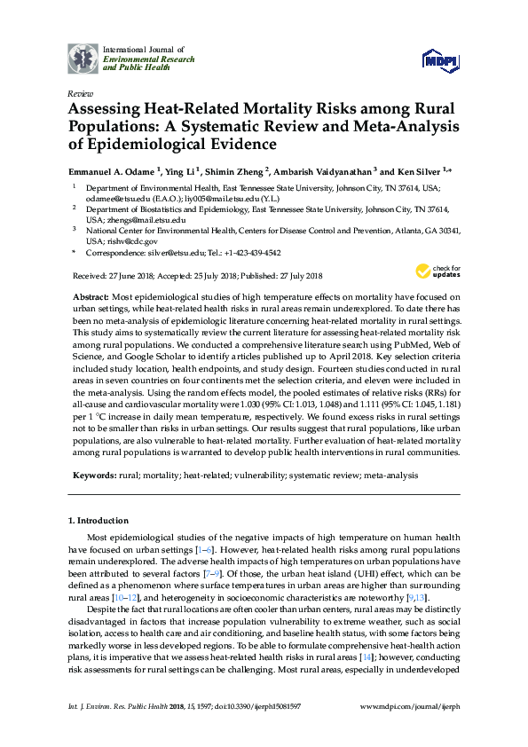 (PDF) Assessing Heat-Related Mortality Risks among Rural Populations: A ...