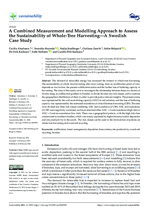 (PDF) A Combined Measurement and Modelling Approach to Assess the ...