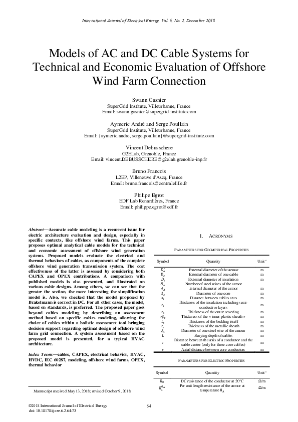 (PDF) Models of AC and DC Cable Systems for Technical and Economic ...