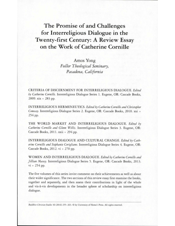 (PDF) The Promise of and Challenges for Interreligious Dialogue in the ...