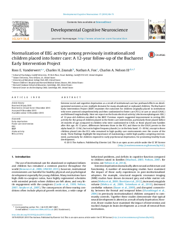 (PDF) Normalization of EEG activity among previously institutionalized ...