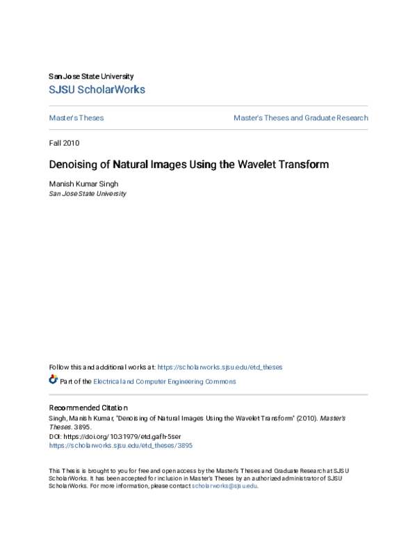 (PDF) Denoising of Natural Images Using the Wavelet Transform