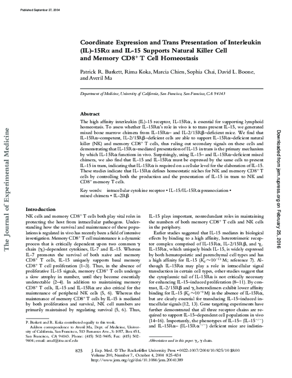 (PDF) Coordinate Expression and Trans Presentation of Interleukin (IL ...