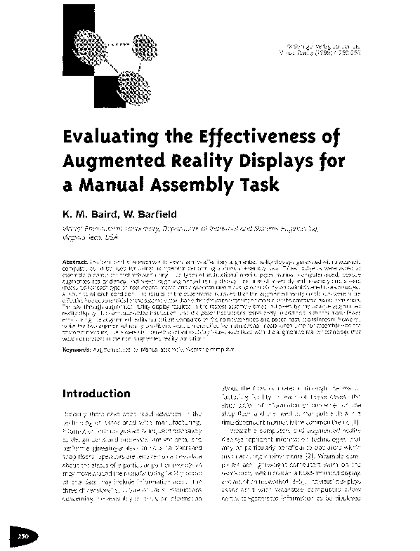 (PDF) Evaluating the effectiveness of augmented reality displays for a ...