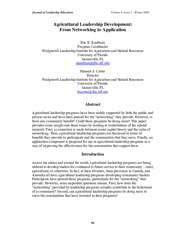(PDF) Agricultural Leadership Development