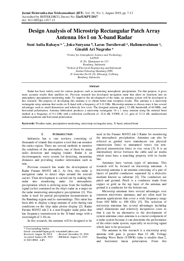 Pdf Design Analysis Of Microstrip Rectangular Patch Array Antenna 16×
