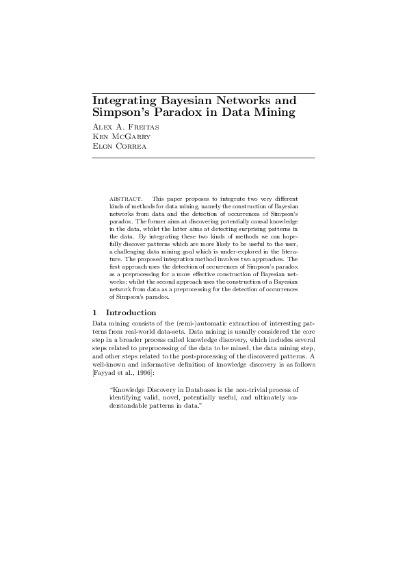 (PDF) Bayesian Networks and Simpson's Paradox in Data Mining