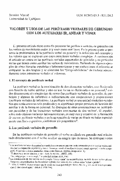 (PDF) Valores y usos de las perífrasis verbales de gerundio con los ...