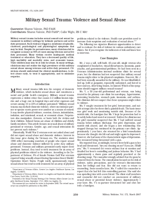 (PDF) Military Sexual Trauma-Violence and Sexual Abuse