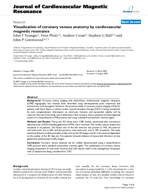 (PDF) Visualization of coronary venous anatomy by cardiovascular ...