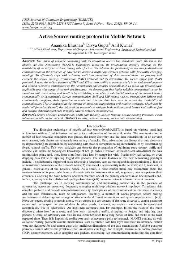 (PDF) Active Source routing protocol in Mobile Network