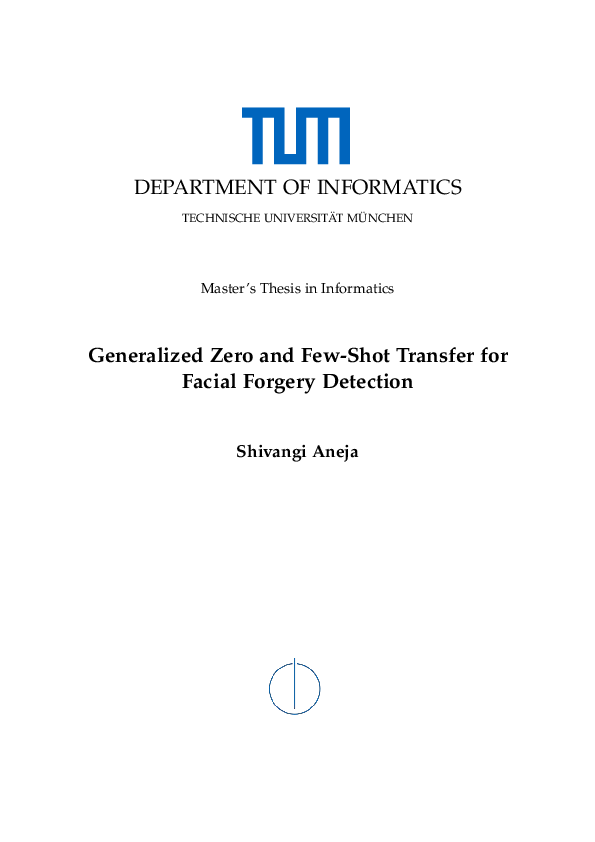 Pdf Master Thesis Generalized Zero And Few Shot Transfer For Facial Forgery Detection