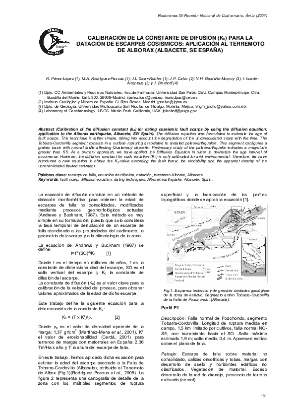 (PDF) Calibración De La Constante De Difusión (K0) Para La Datación De ...