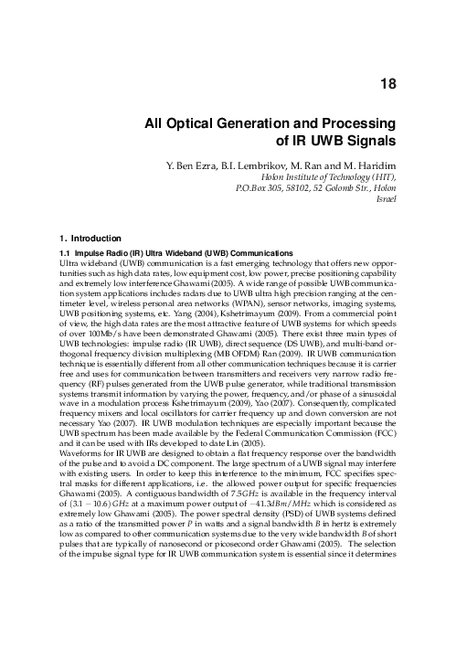 (PDF) All Optical Generation and Processing of IR UWB Signals | motti Haridim - Academia.edu