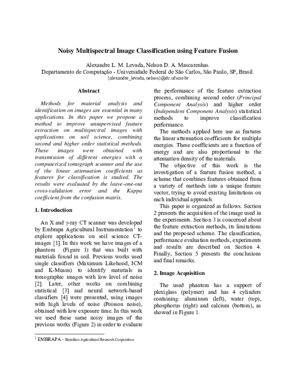 (PDF) Noisy Multispectral Image Classification using Feature Fusion