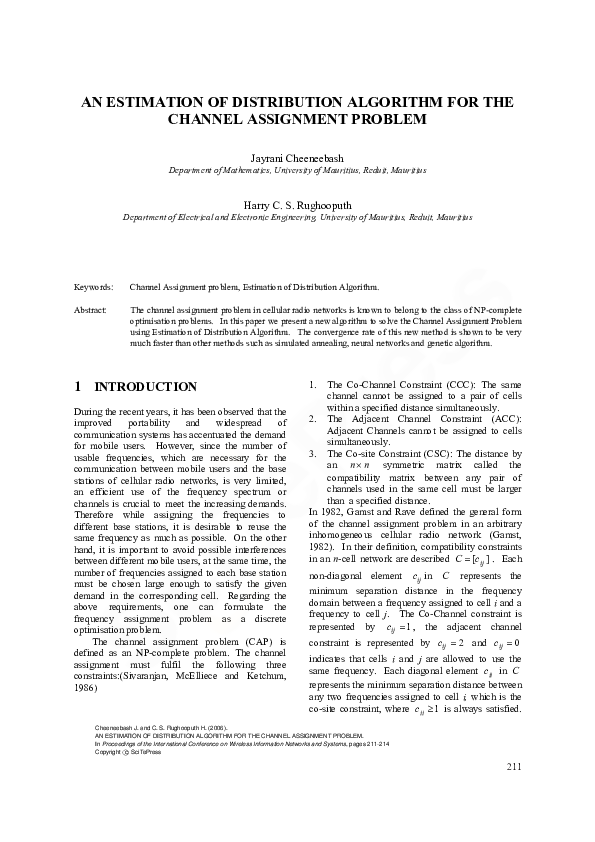 (PDF) An Estimation of Distribution Algorithm for the Channel ...