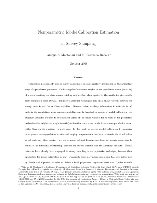 Pdf Nonparametric Model Calibration Estimation In Survey Sampling